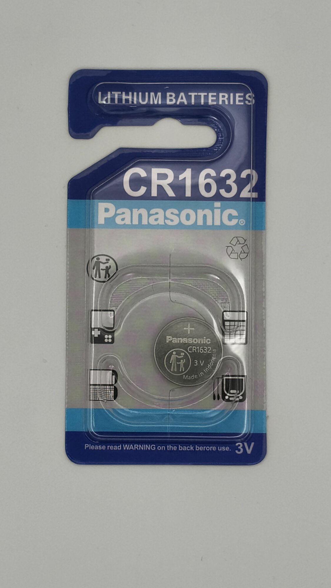 Panasonic Батарейка CR1632, LiMnO2 (литий-диоксидмарганцевый) тип, 150 мА•ч, 3 В, 1 шт