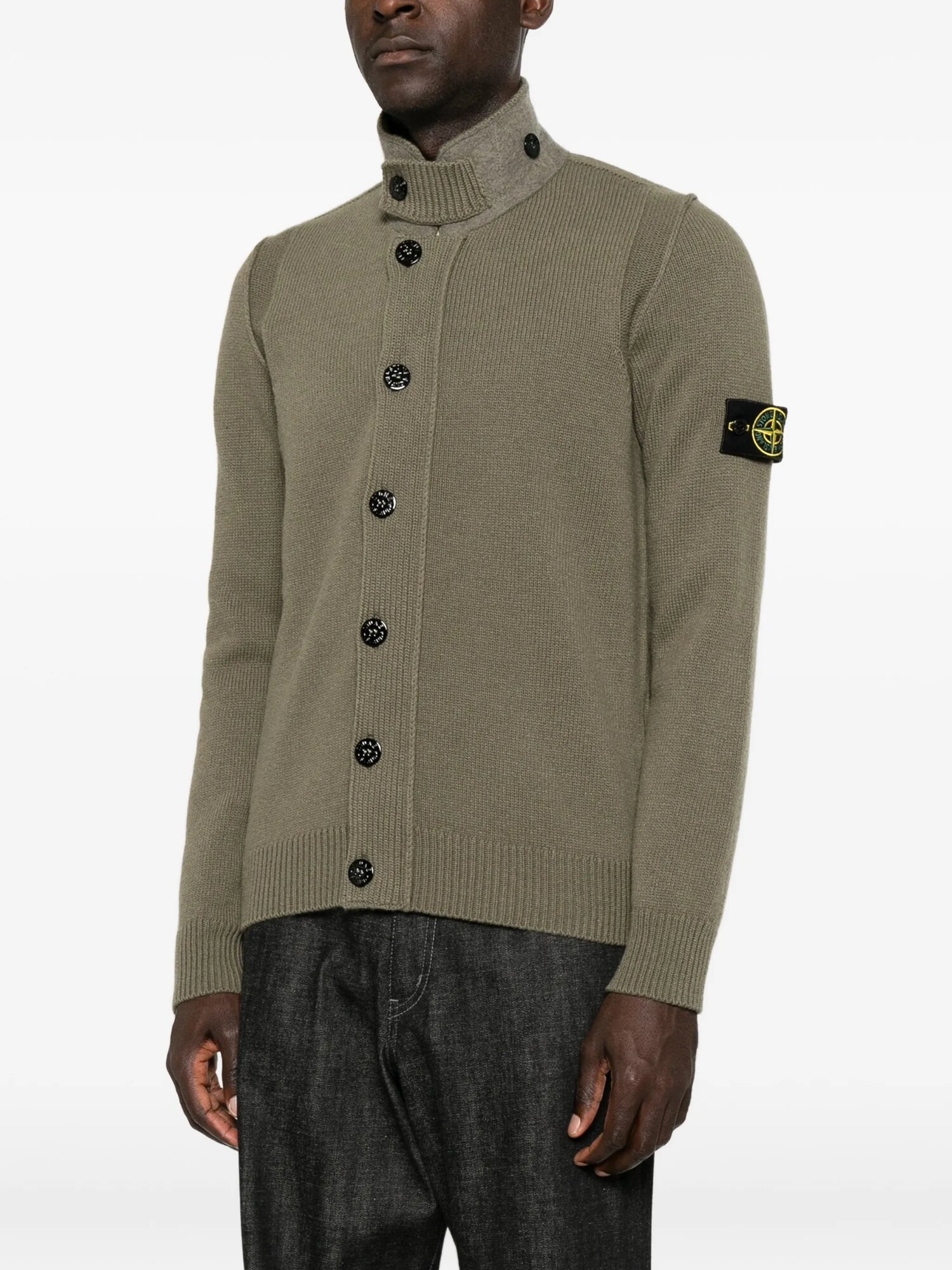 Кардиган Stone Island Logo-patch button-up cardigan, размер XL — фото 1