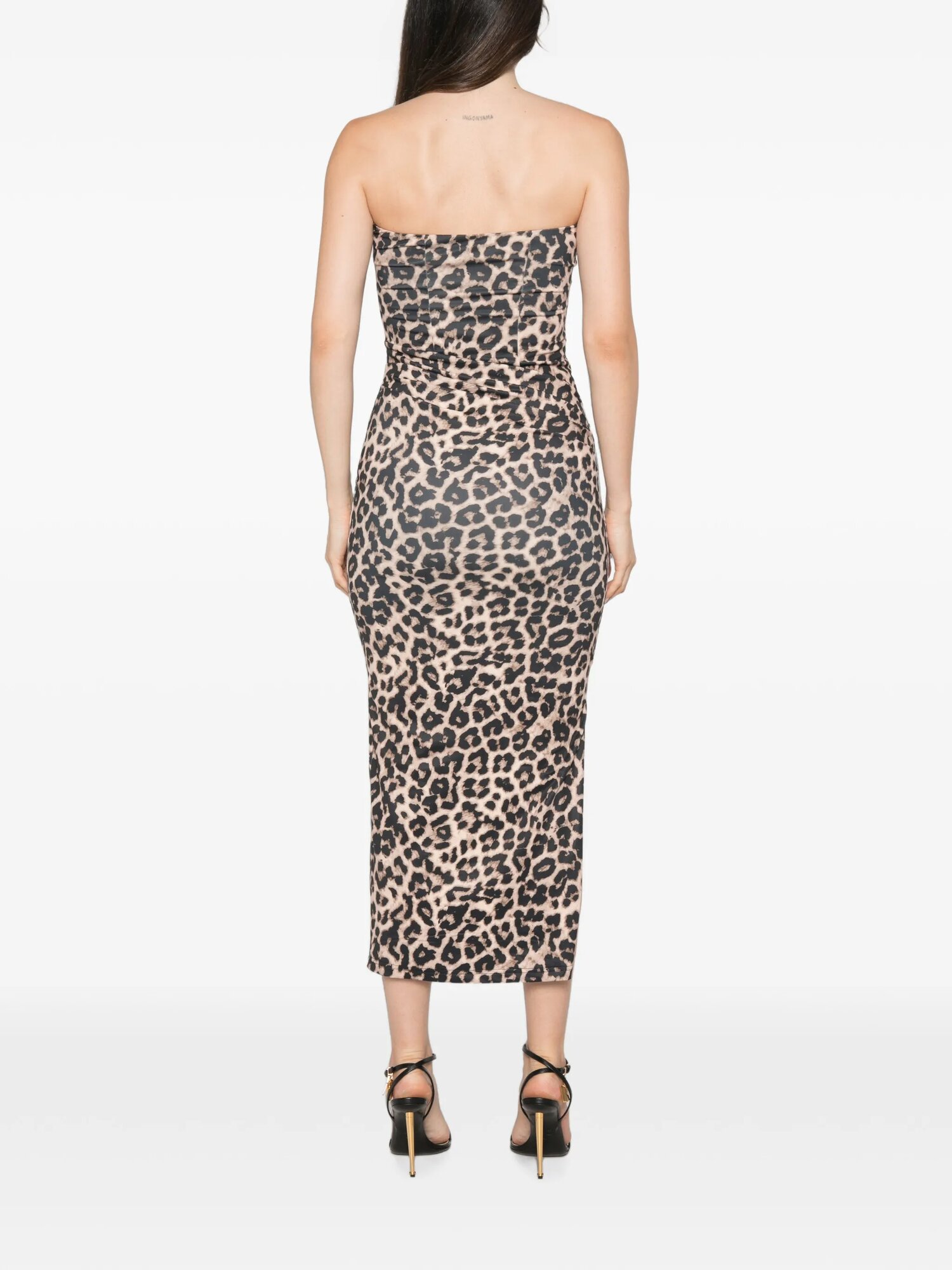 Платье TWENTY FOURHAITCH Leopard-print strapless midi dress, размер 42 — фото 1
