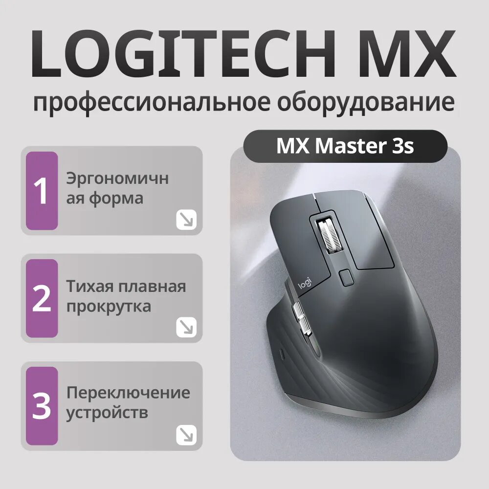Logitech Мышь беспроводная, черно-серый