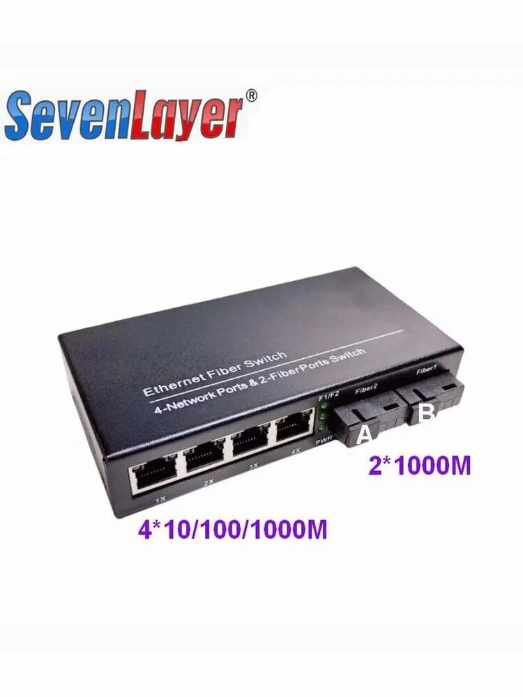 Медиаконвертер Гигабитный волоконно-оптический 2 SC 4 RJ45 UTP Ethernet Оптоволоконный коммутатор 10/100/1000 М
