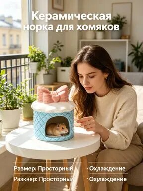 Керамическая норка для хомячка в милой форме - естественное охлаждение, идеальное укрытие жаркого лета, безопасное и модное