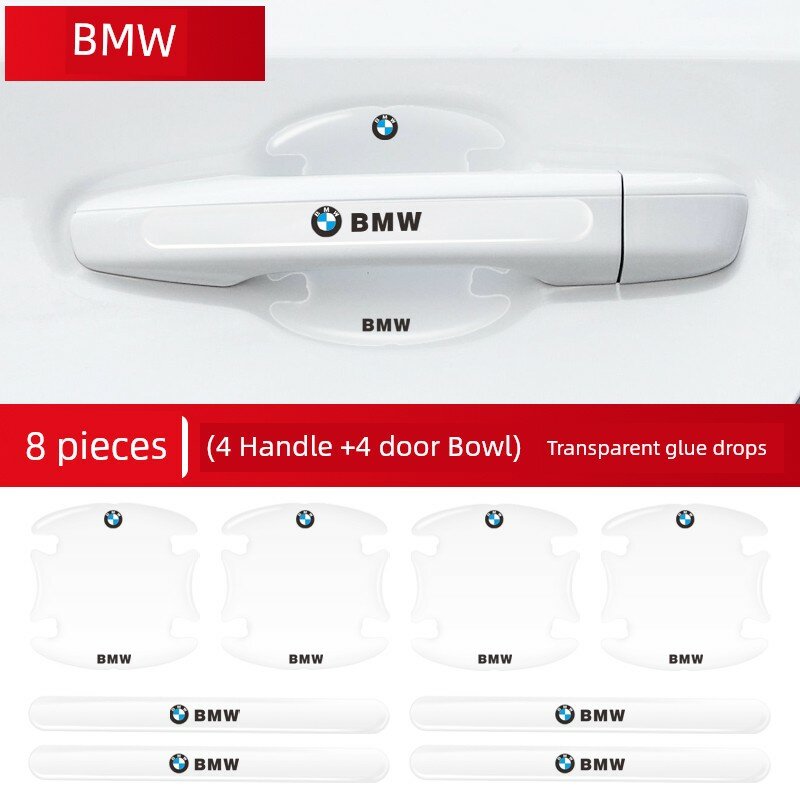 Прозрачные дверные накладки и защитные полосы с черным логотипом BMW English, 8 шт. для BMW 3/5/7 Series