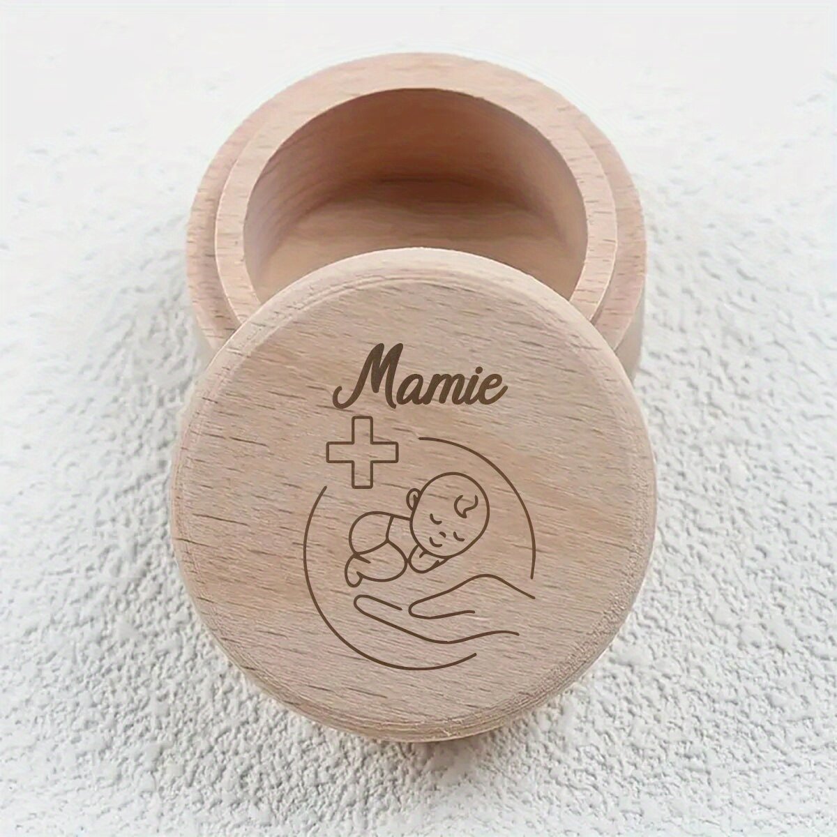 Деревянная шкатулка для молочных зубов с лазерной гравировкой "Mamie" и дизайном, натуральное дерево, подарок на день рождения, Рождество, День святого Валентина и первую стрижку, 1 шт.