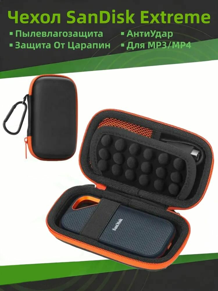 Жесткий защитный кейс для SanDisk Extreme/SSD дисков 1-4TB ударопрочный чехол MP3/MP4 плееров для хранения и переноски для внешних устройств