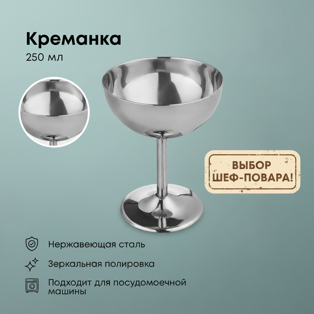 Креманка металлическая на ножке для мороженого
