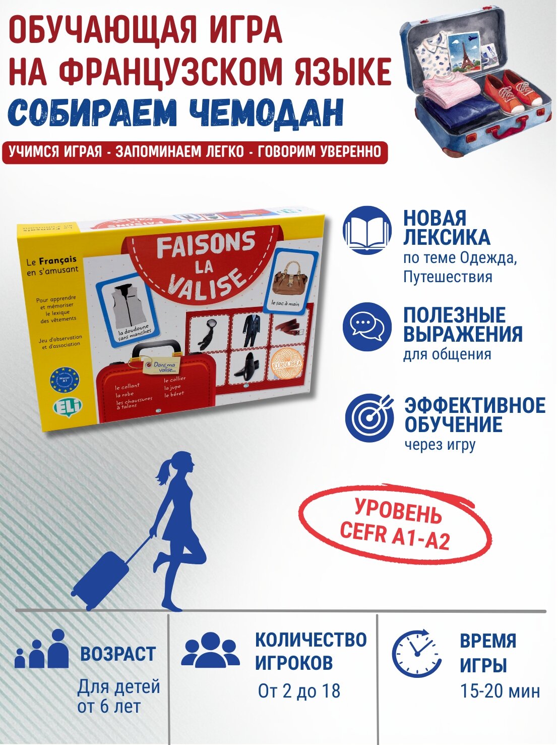 Faisons la valise (A1-А2) / Обучающая игра на французском языке "Собираем чемодан!"