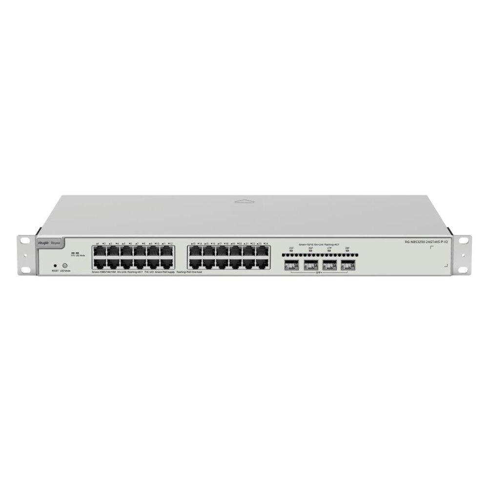 Коммутатор Ruijie/Reyee RG-NBS3200-24GT4XS-P-V2, L2+, 128 Гбит/с, управляемый (6976915003389)