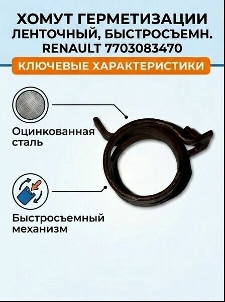 Хомут герметизации ленточный, быстросъемный (сталь, оцинкованный) RENAULT 7703083470