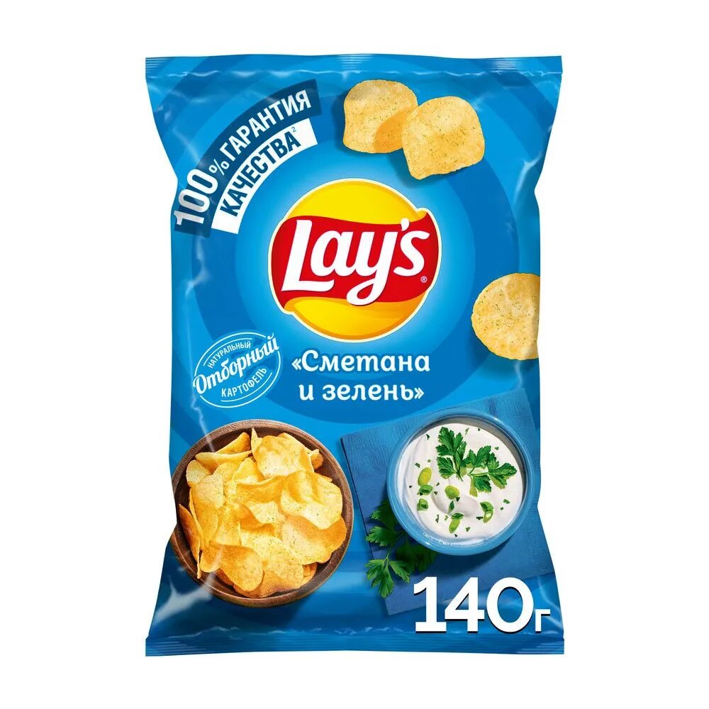 Чипсы картофельные Lay's со вкусом сметаны и зелени, 140 г