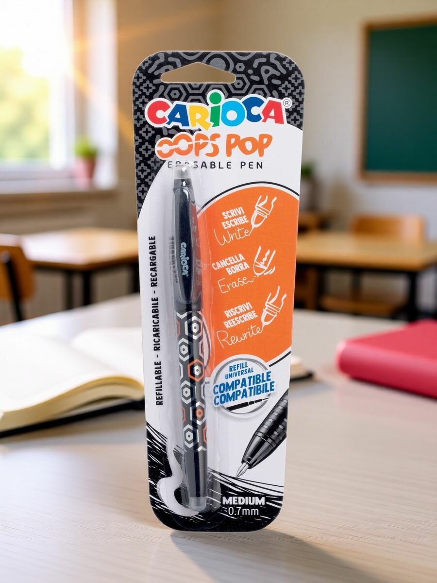 CARIOCA OOPS Pop ручка пиши и стирай, d 1 мм, 0.7 мм, цвет чернил: черный, 41044/01