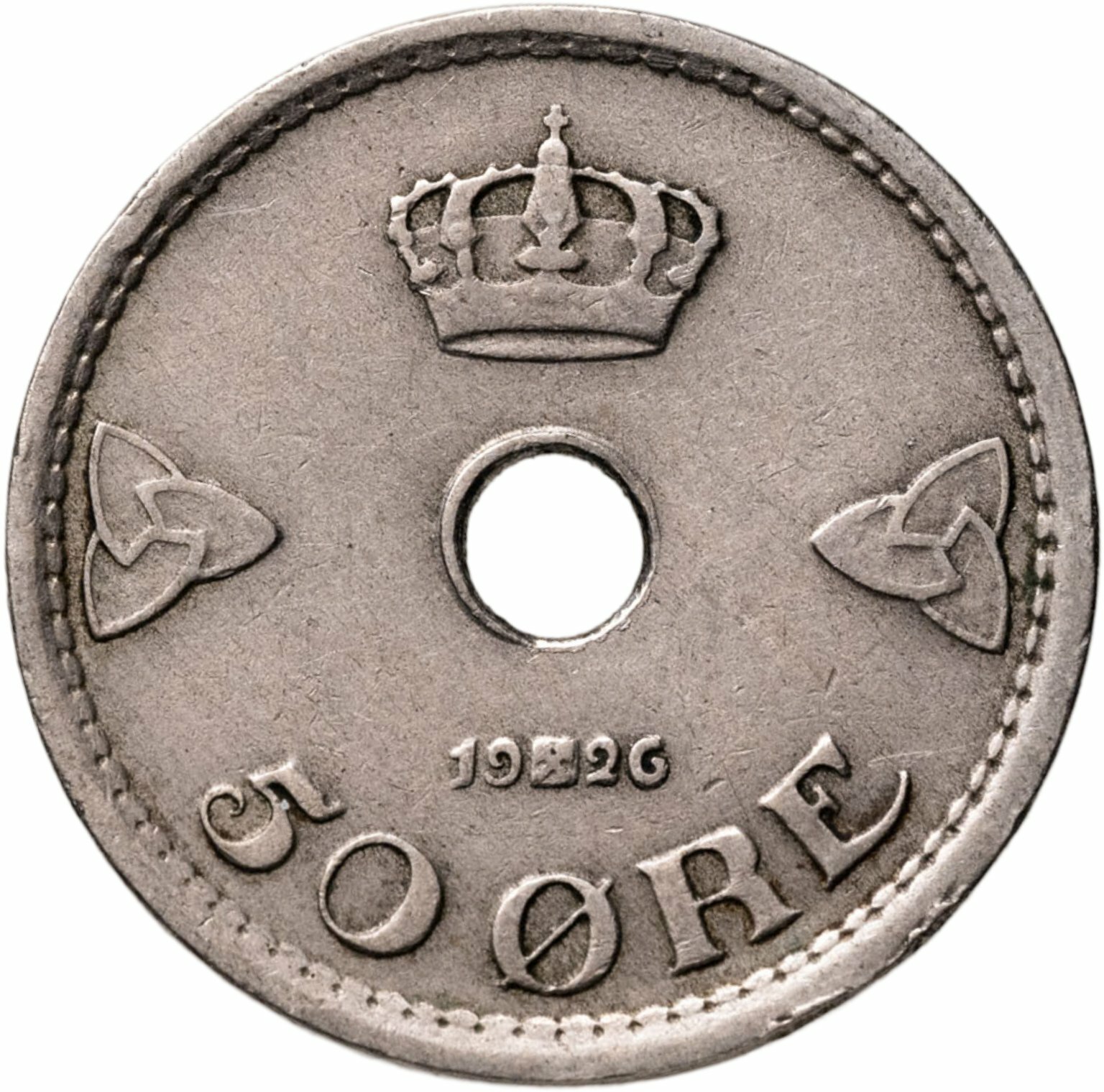 Норвегия 50 эре ore 1926, Медь, никель, в сохранности VF-XF