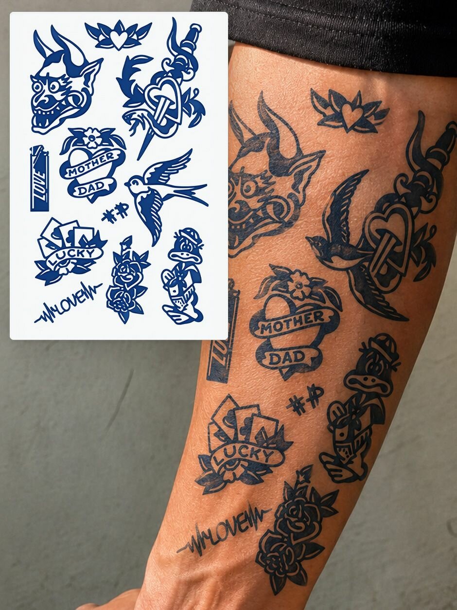 Tattoo'шки Временная тату без пленки 11*18см (темнеет через 24 часа), долговременная