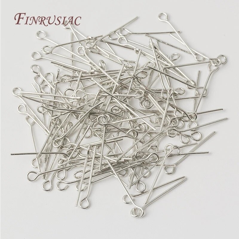 Пины для бижутерии FINRUSIAC, 40 мм, Родий, 100 шт