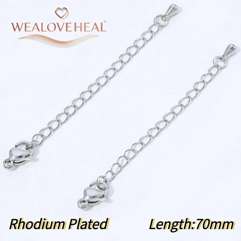 Карабин с удлинительной цепочкой WEALOVEHEAL, золотистый, латунный 15 pieces, Rhodium Plated