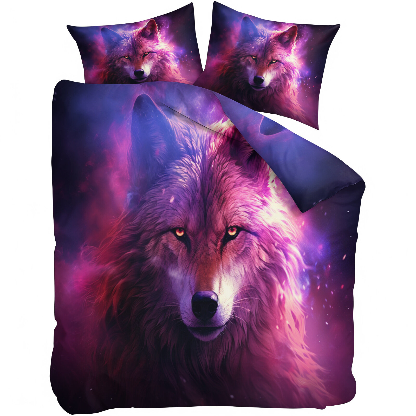 Животные Комплект постельного белья 1.5/2-сп/Евро 3 предмета 175x215cm Волк Mикрофибра 2 наволочки 70х70