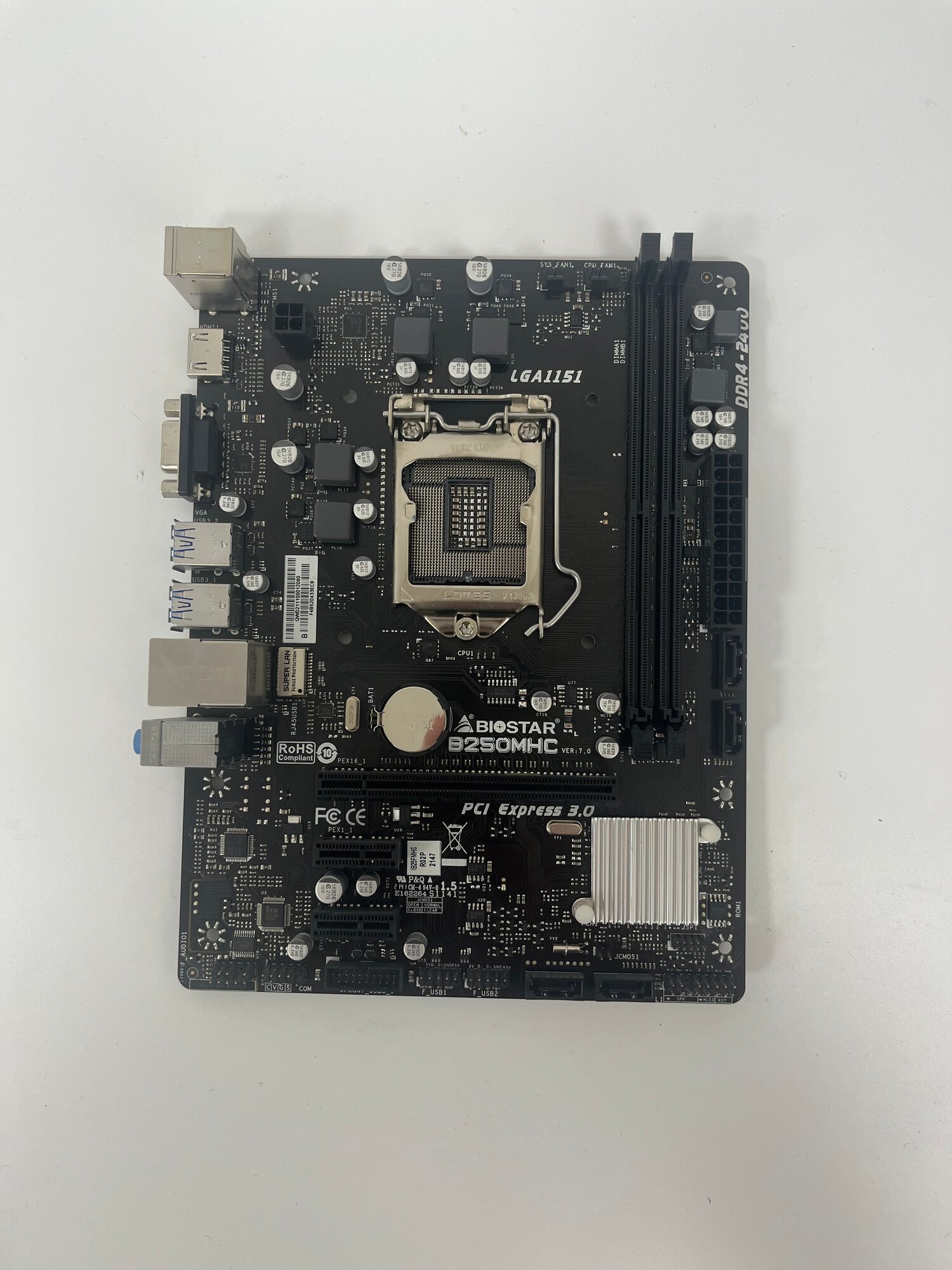 материнская плата Biostar B250MHC, Она оснащена сокетом LGA 1151 и чипсетом Intel B250