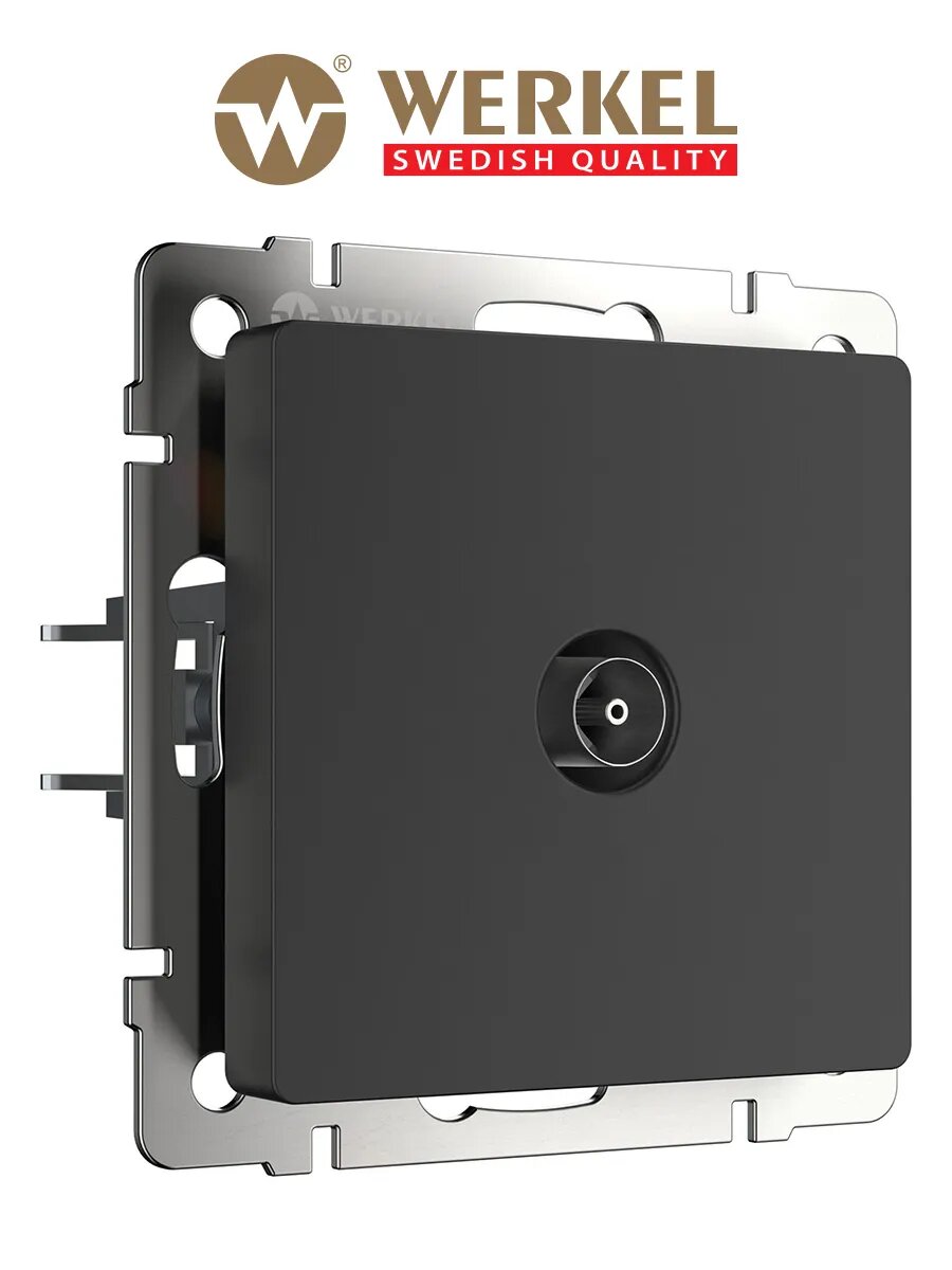 Встраиваемая ТВ-розетка проходная Werkel W1184008, цвет черный матовый, IP20