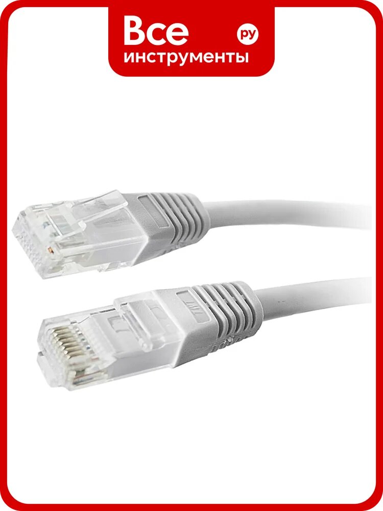 Патч-корд TWT RJ45-RJ45, 4 пары, UTP, категория 6, 1 м, серый, 45-45-1.0/6-GY