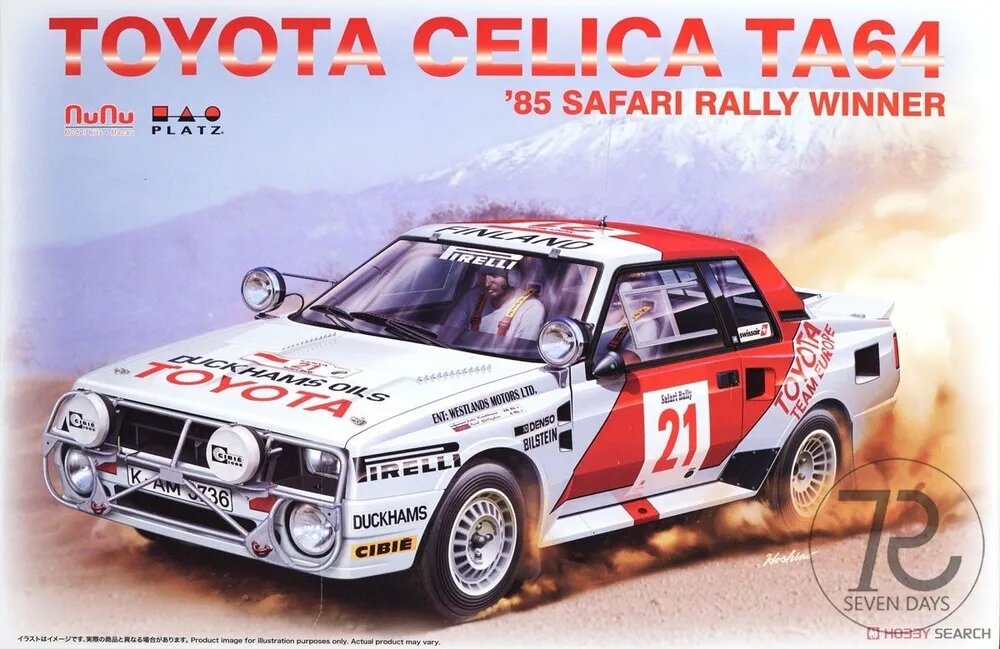 Сборная модель, Hobby NUNU 1:24, Toyota Celica TA64 (Twin-Cam) - Победитель Ралли Сафари 1985 года
