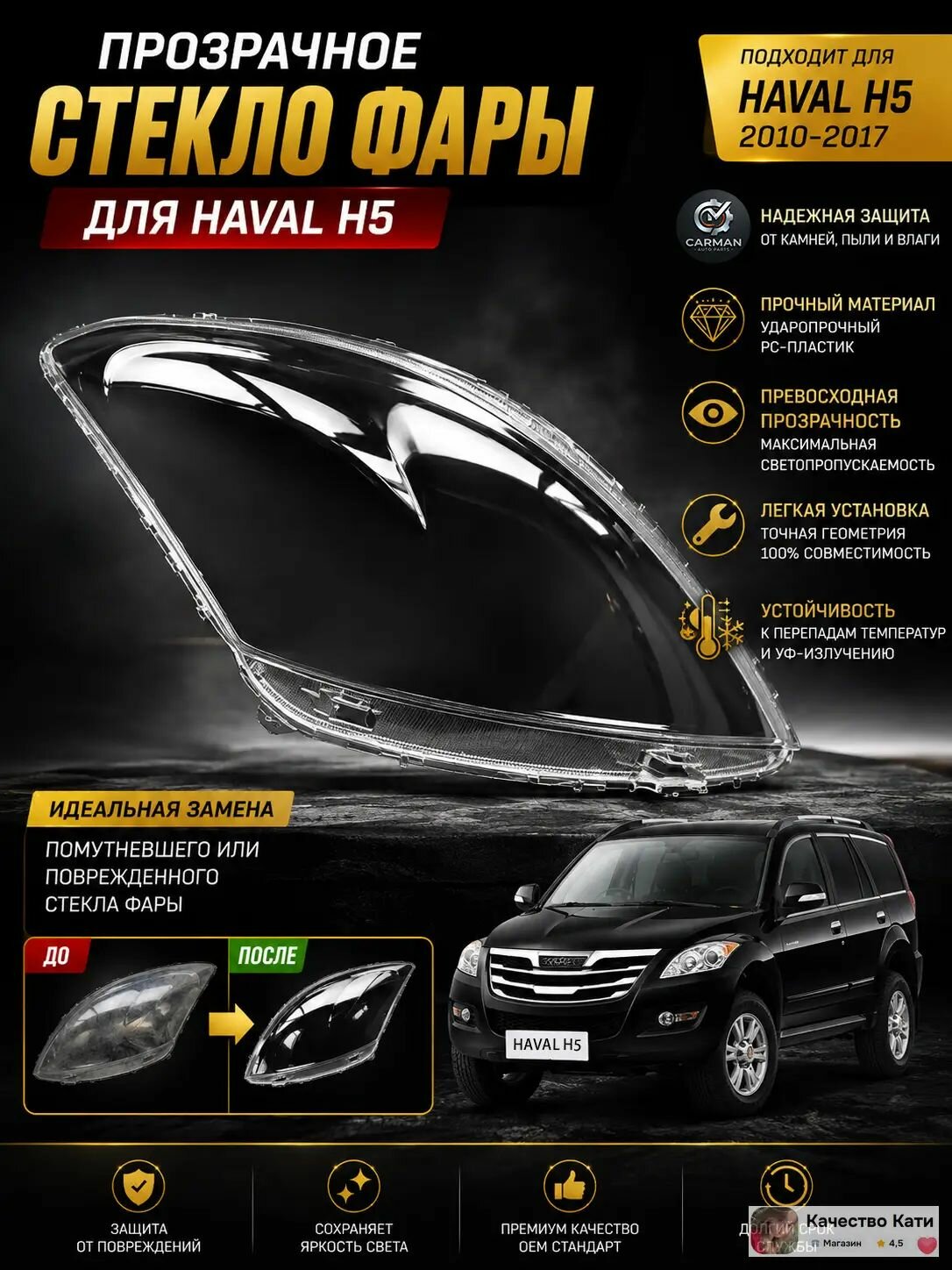 Фара автомобильная, 1 шт, арт. Haval H5