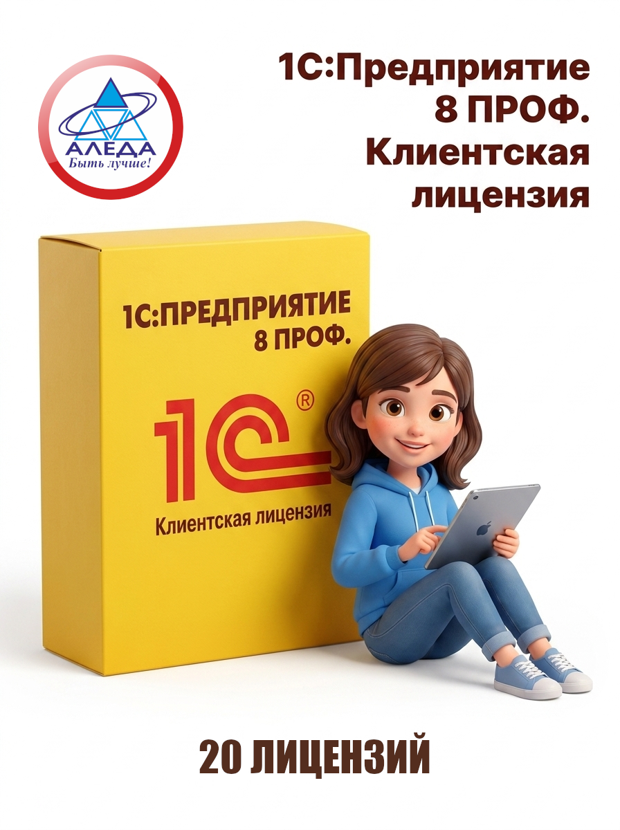1С: Предприятие 8 ПРОФ. Клиентская лицензия на 20 рабочих мест. Электронная поставка