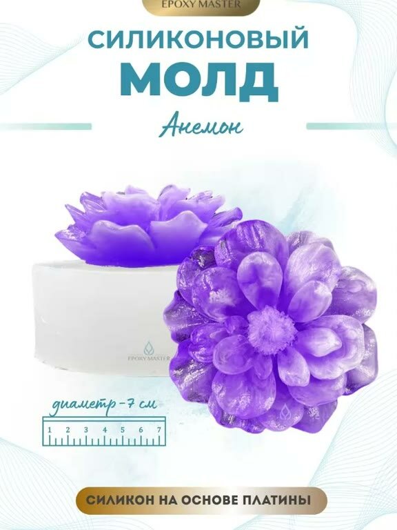 Силиконовая форма для шоколада, выпечки, льда, мыла EPOXYMASTER Анемон, d7см — фото 1
