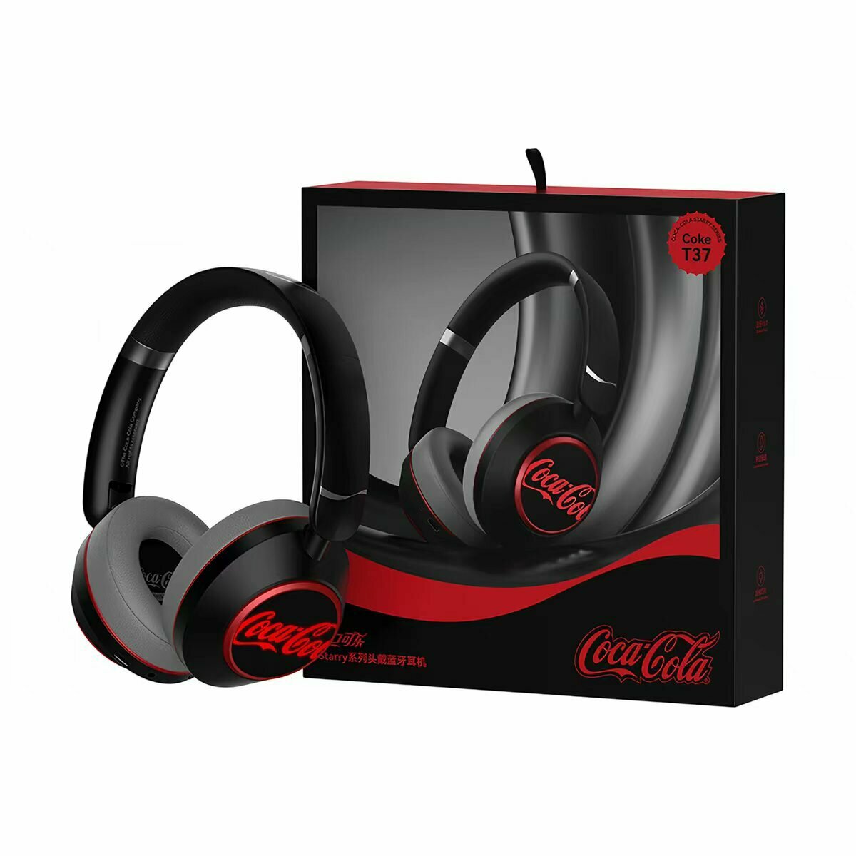 Игровые беспроводные наушники Coca-Cola T05 с Bluetooth 5.3, закрытый тип, белые