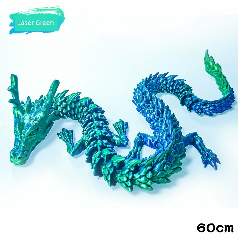 3D-печатная артикулированная статуэтка китайского дракона в лазурном зеленом, 60 см, подвижная фигурка для коллекции