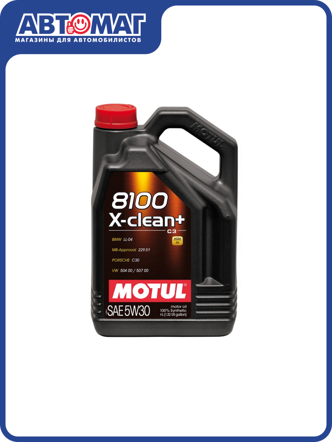Масло моторное синтетическое Motul 8100 X-clean+ 5W-30 (4л), MOTUL-8100X+-5W30-4L