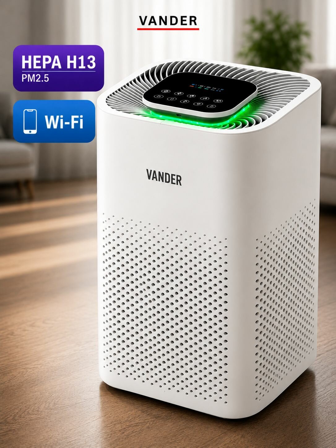 Очиститель воздуха VANDER i7 Pro для дома, HEPA H13, угольный фильтр, очиститель воздуха от пыли, аллергенов и запахов