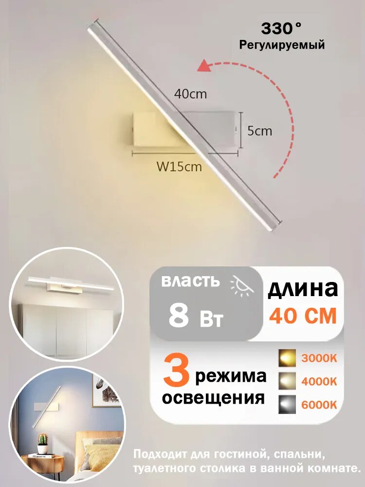 Настенный светильник, LED, 8 Вт
