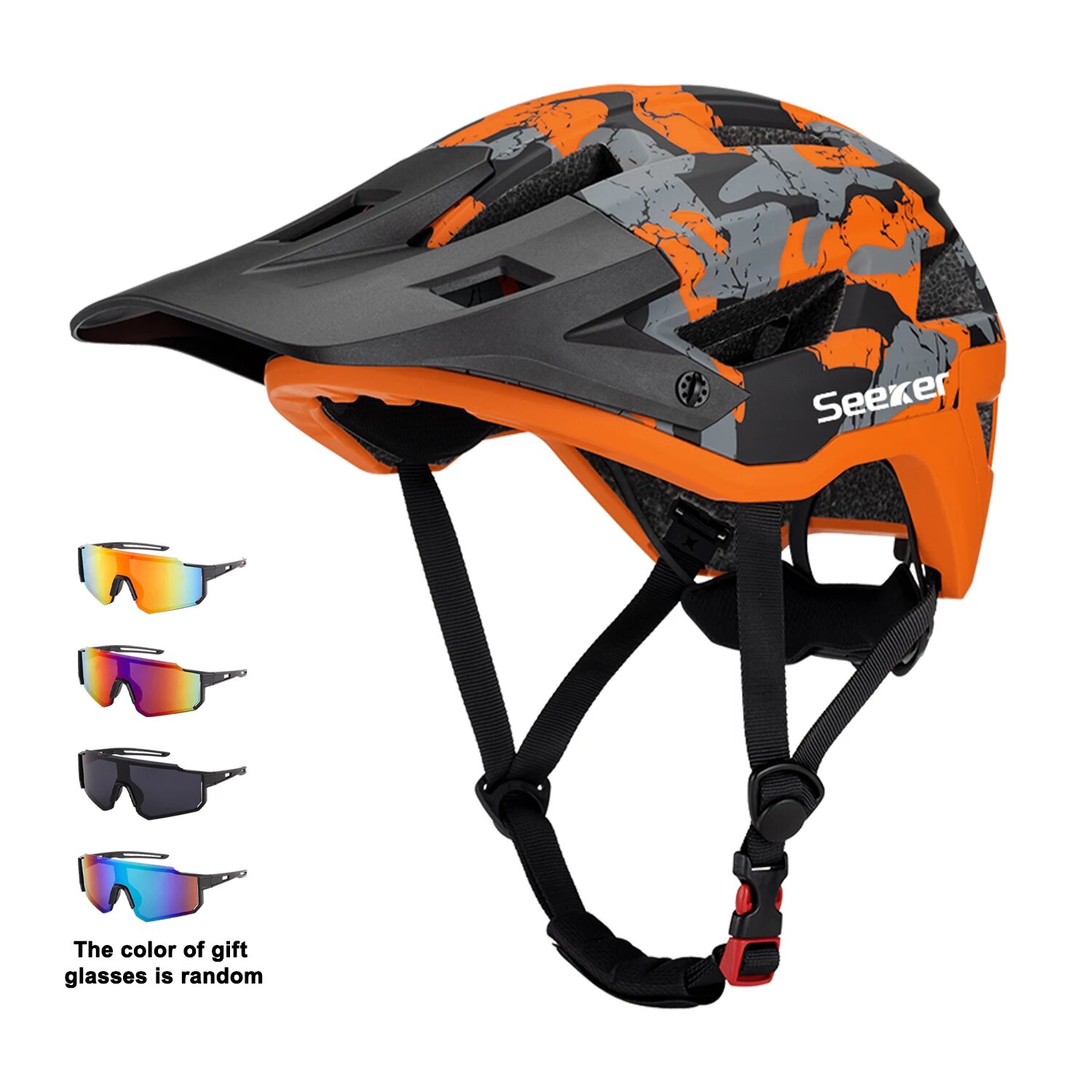 Шлем SEEKER для горного велосипеда M 55-59, camouflage orange