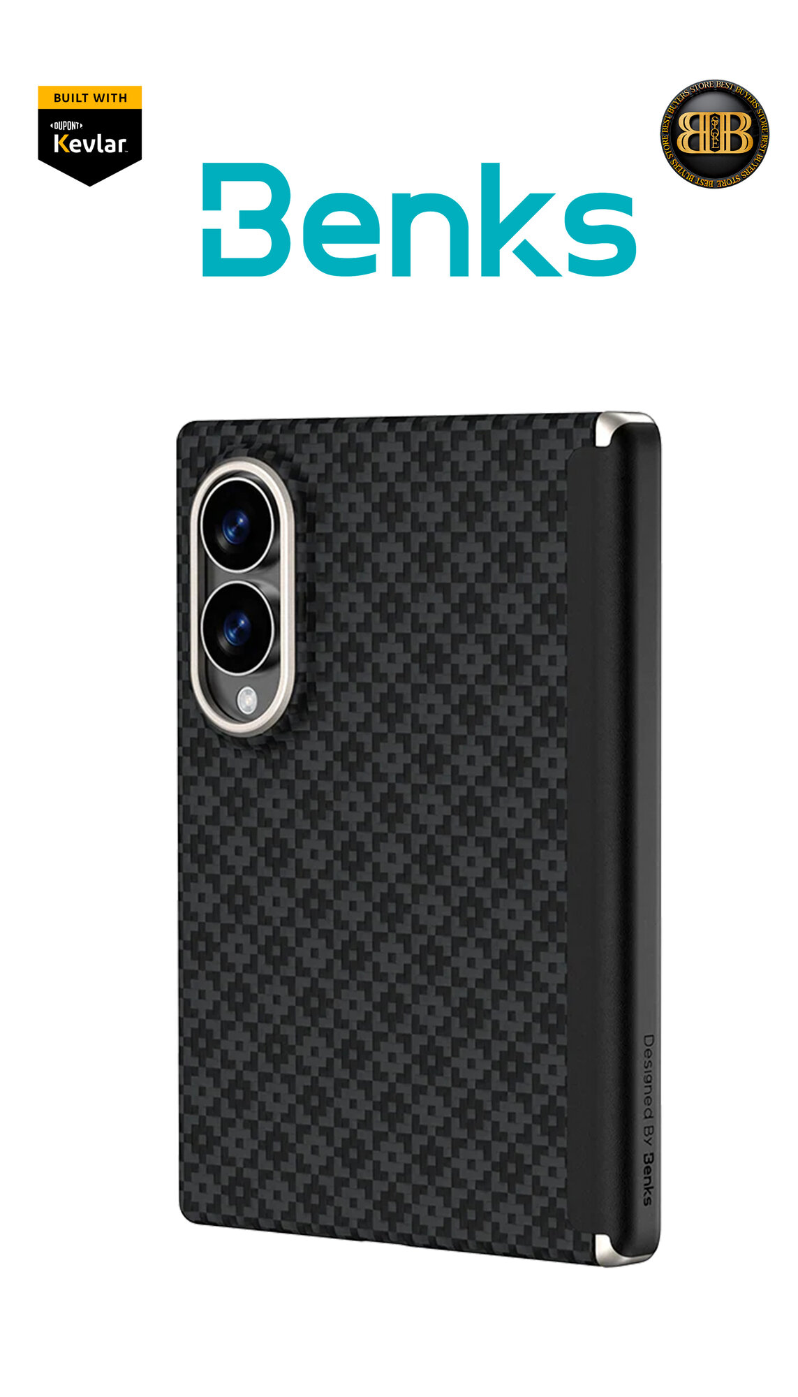Benks Комплект усиленный чехол 2 части + стекло для Samsung Z Fold 8, черный (Black)