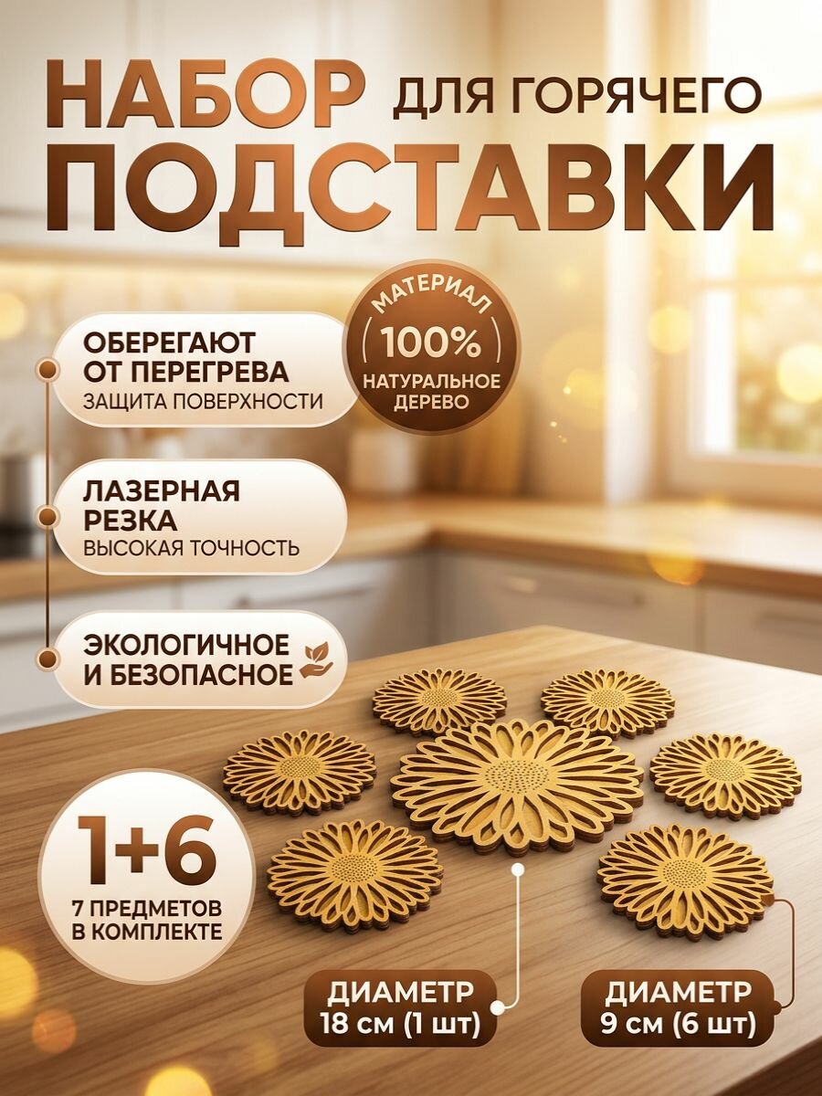 Подставка под горячее 18см и 9см 6шт.