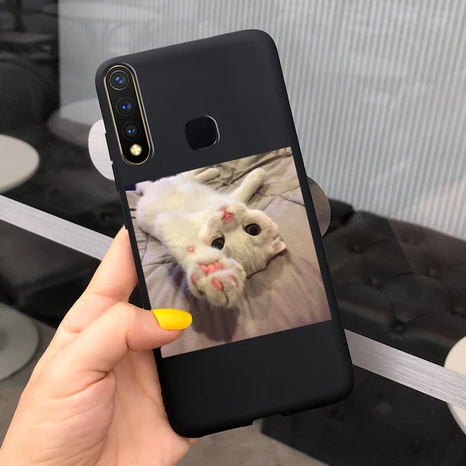 Для Vivo Y19 чехол Vivo 1915 Мягкий Силиконовый ТПУ милый мультяшный панда Черный, Black 1118