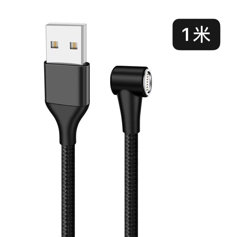 1м Магнитный USB-C Зарядный Кабель, Черный, 3А Быстрая Зарядка, Без Магнитной Головки для iPhone и Android