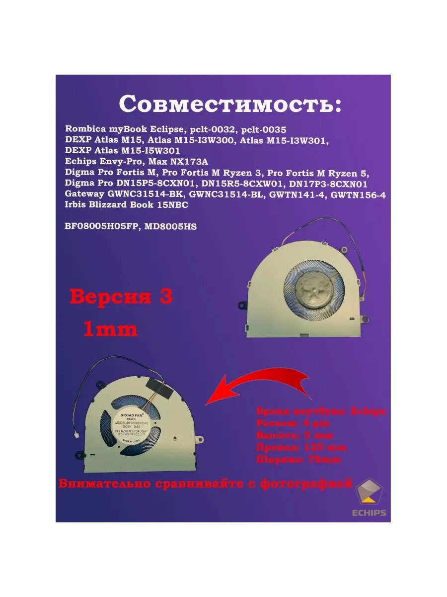Вентилятор Digma DN15R5-8CXW01 5мм (1.0 microinterface)