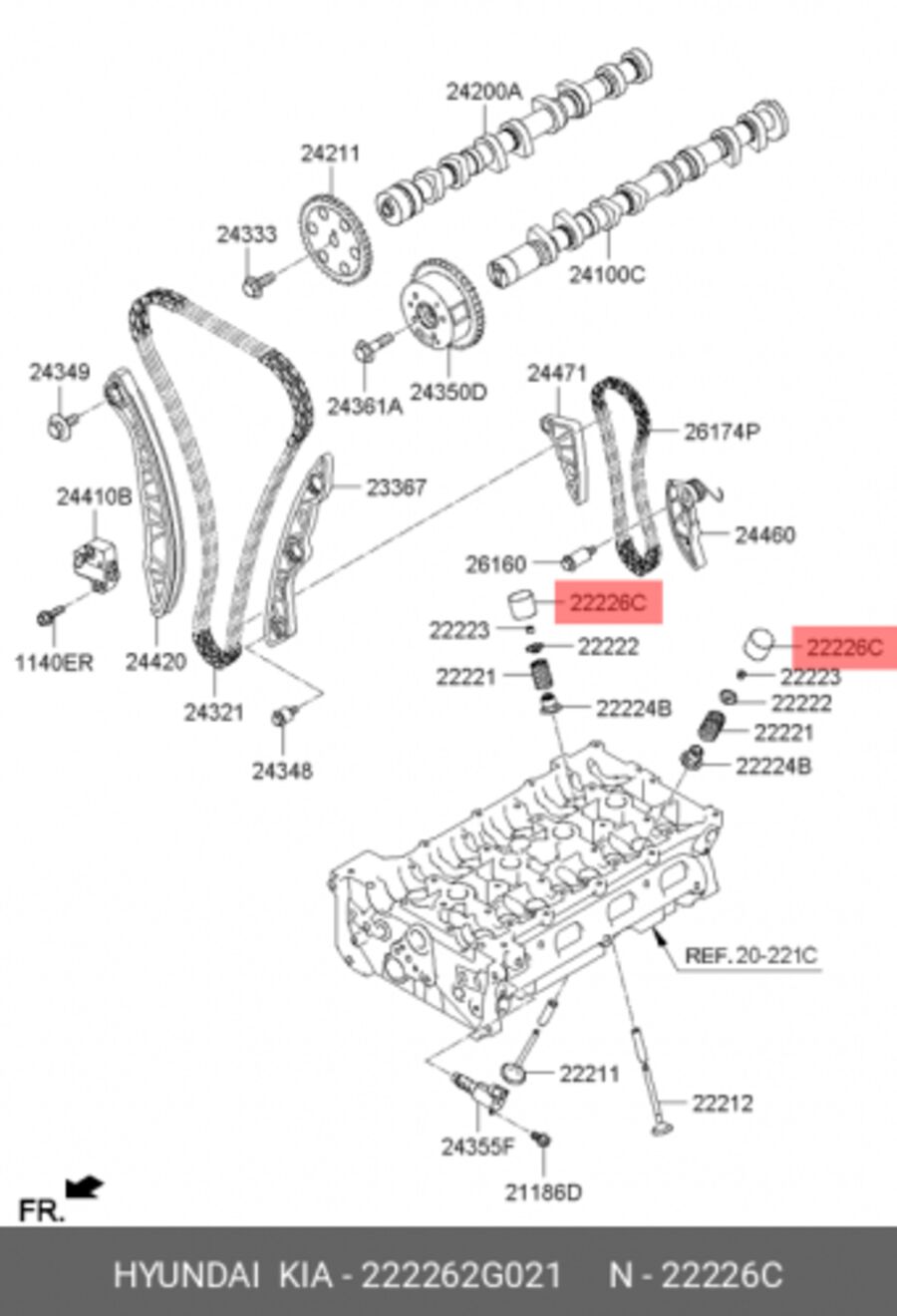 Толкатель клапана двигателя org (Hyundai/Kia 222262G021)