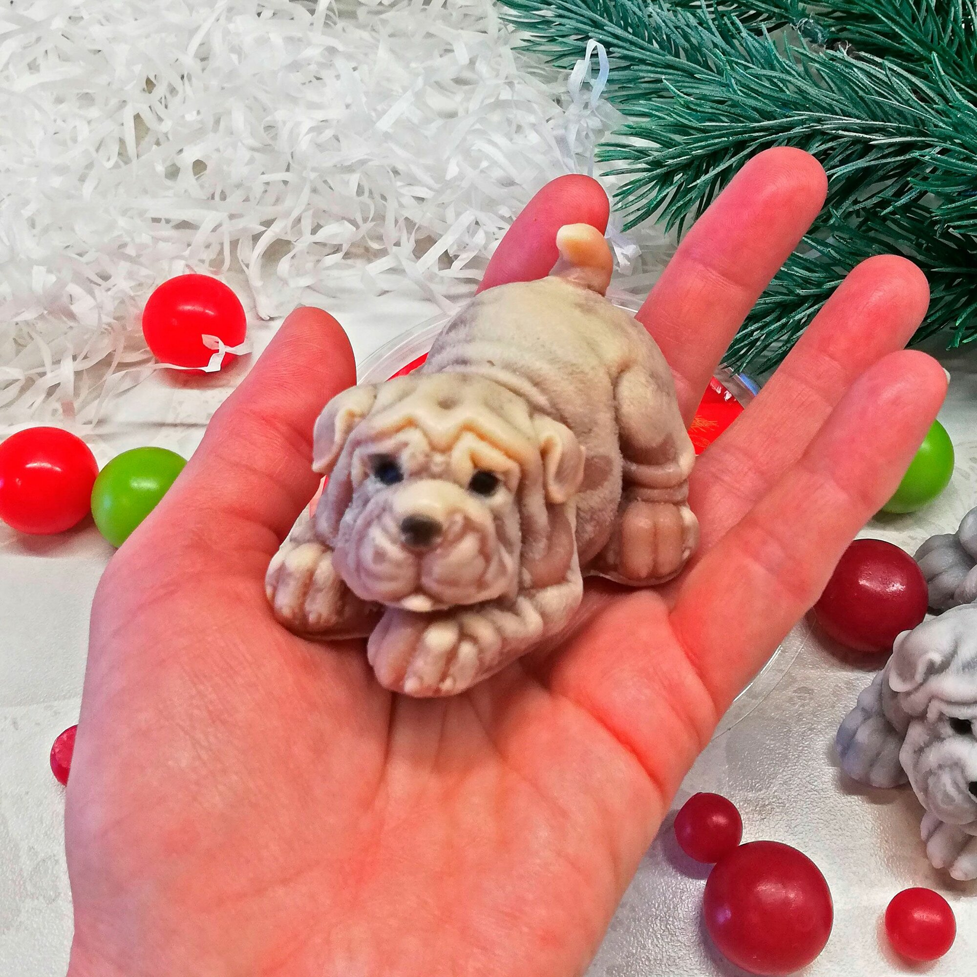 NatureSpa сувенирное мыло "Шарпей" коричневый в подарочном пакетике