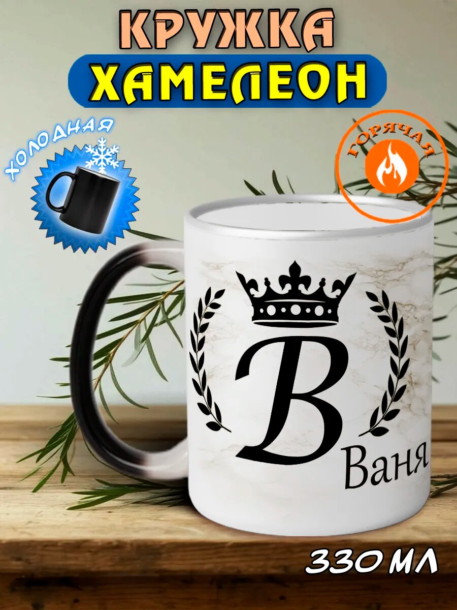 Именная кружка хамелеон подарочная Ваня