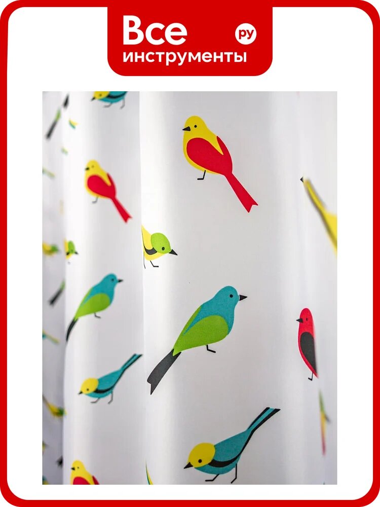 Штора для ванной Bath Plus Sweets Birds 180x200 кольца 12шт akch14080-1
