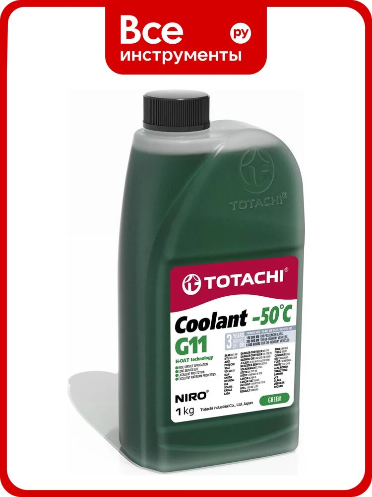 Охлаждающая жидкость TOTACHI NIRO COOLANT Green -50C G11 1кг 44701