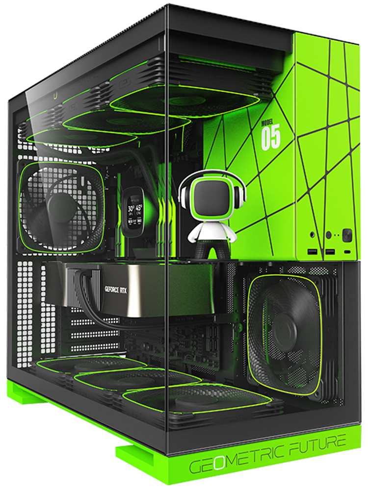 Настольный компьютер BonusPK M5331 (Процессор: Intel Core i7-14700F 3.4 ГГц, Чипсет: Intel Z790, ОЗУ: 32 DDR5, SSD: 2000 Гб, SSD: 2000 Гб, Видеокарта: NVIDIA GeForce RTX 5080 16 Гб, WI-FI, 850 Вт, Future Model 5 Black/Green, Windows 11 Home) Bonuspk -