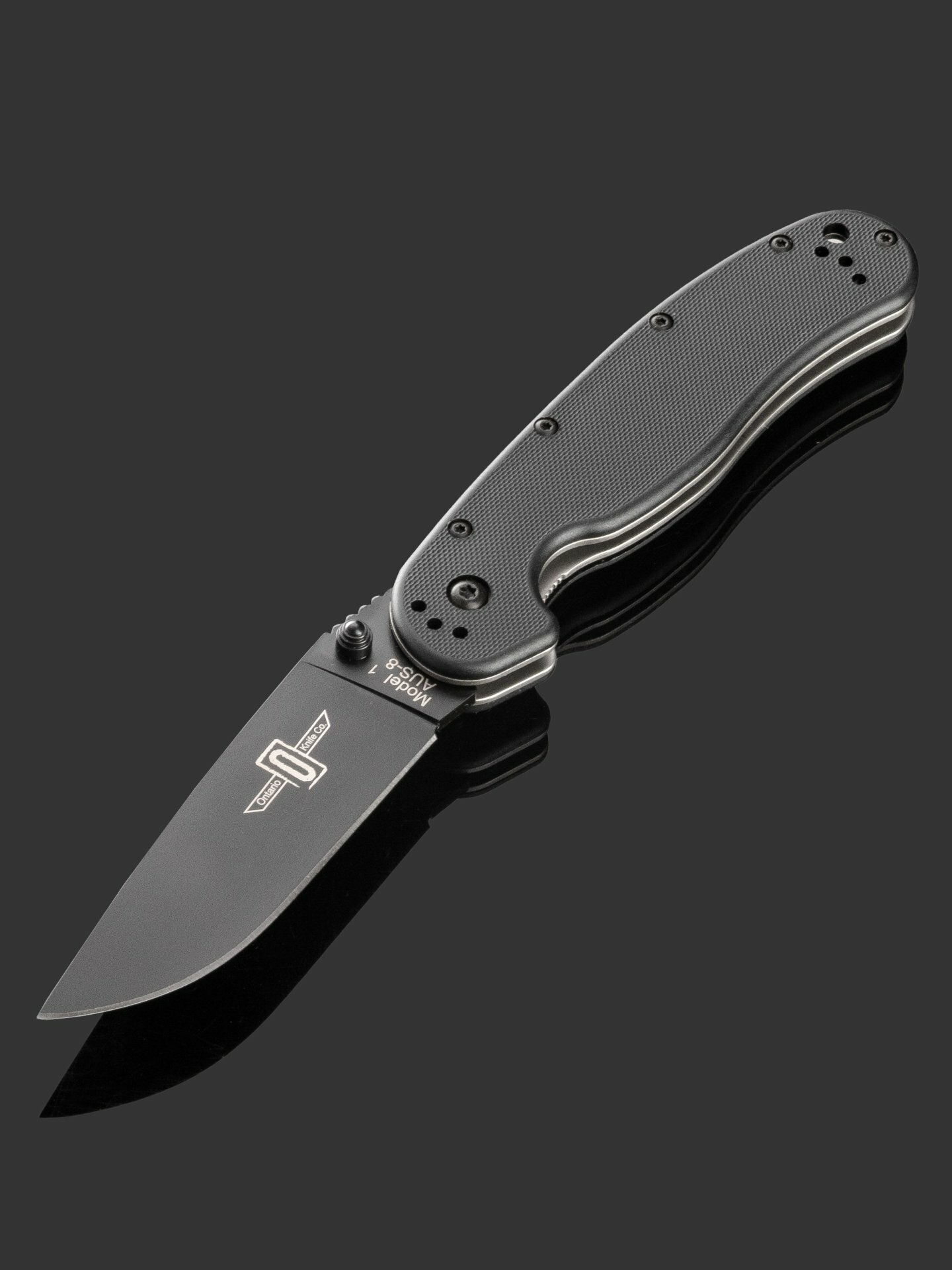Складной нож Ontario RAT-1 ON8846, сталь AUS-8, рукоять black GRN