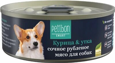 Консервы Петибон Smart для собак рубленое мясо Курица и утка 100г