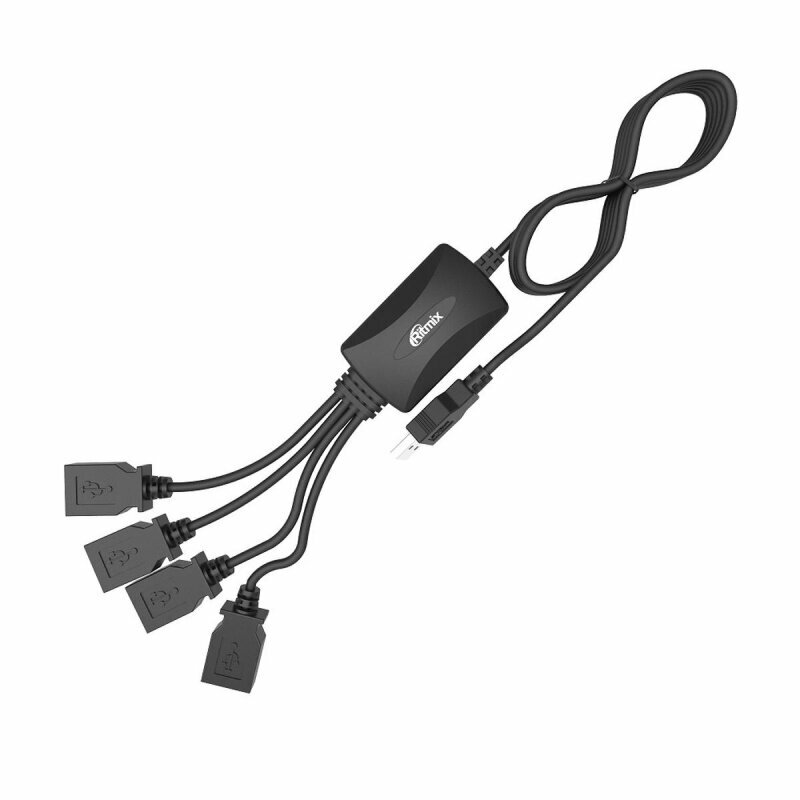 Разветвитель RITMIX "Hub", USB, CR-2405, 4 порта, черный (15119259)