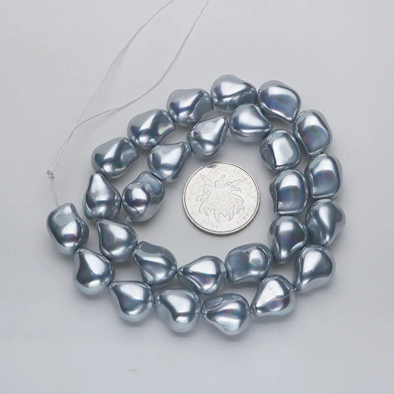 Жемчужные бусины HUAN ER LIN 12x16 мм барокко из стекла под серебро Серебряный, Grey