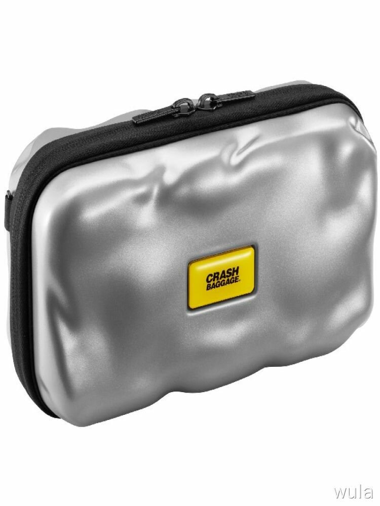 Сумка-кроссбоди CRASH BAGGAGE серебристая с фактурой и черной молнией для повседневного использования