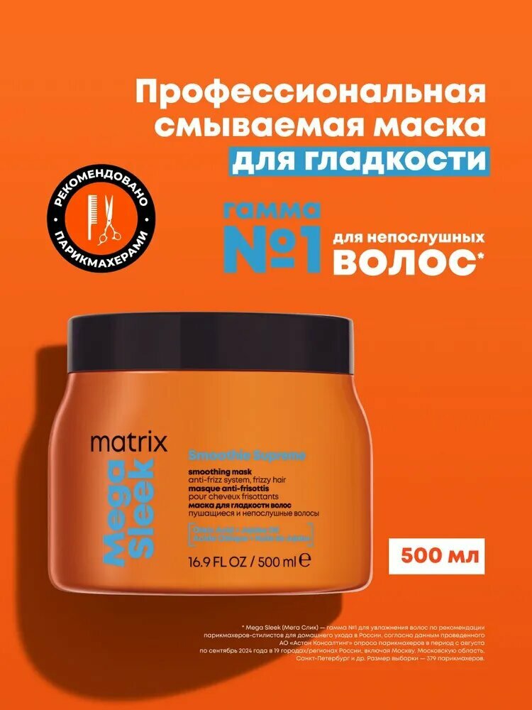 Matrix Профессиональная маска для выпрямления непослушных волос Mega Sleek, 500 мл